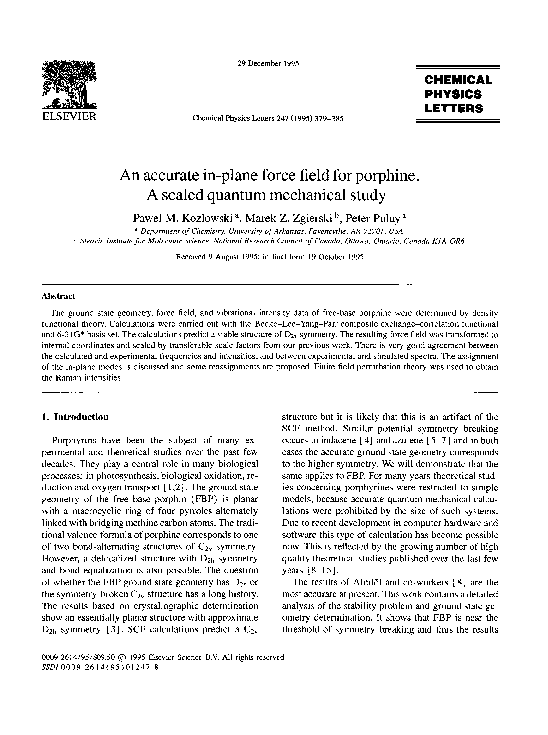 (PDF) An accurate in-plane force field for porphine. A scaled quantum ...