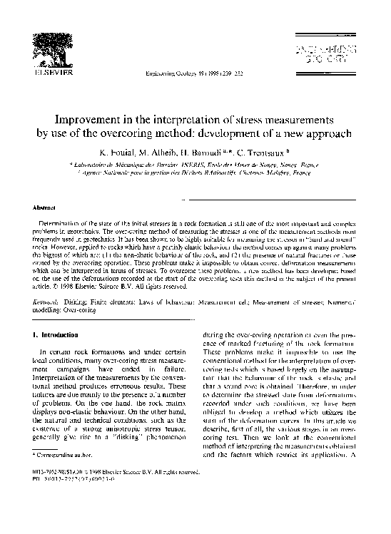 (PDF) Improvement in the interpretation of stress measurements by use ...