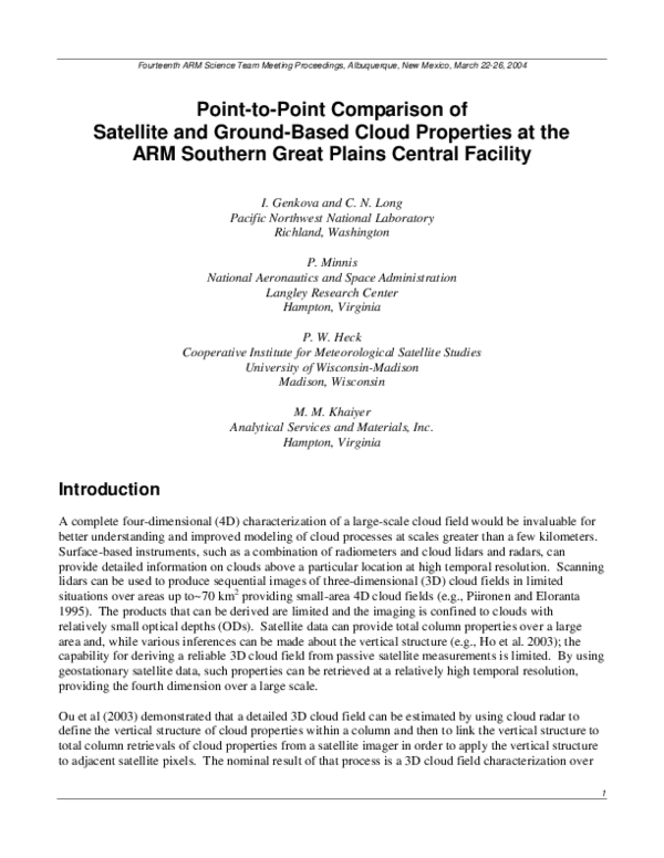 (PDF) Point-to-point comparison of satellite and ground-based cloud ...
