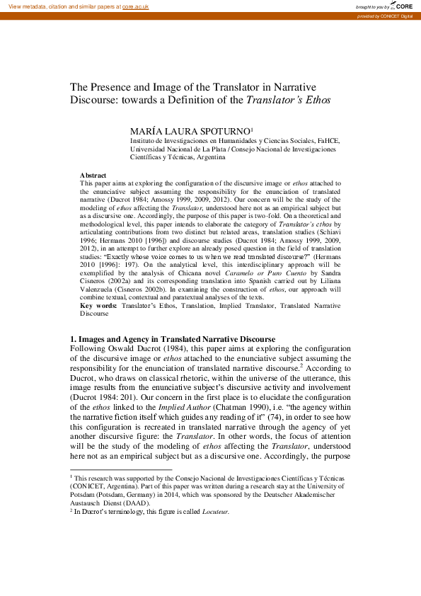 (PDF) The Presence and Image of the Translator in Narrative Discourse ...