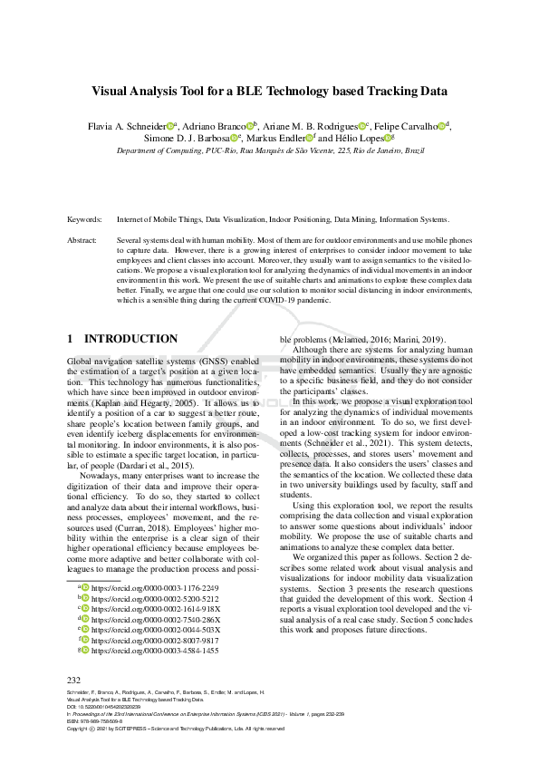 (PDF) Visual Analysis Tool for a BLE Technology based Tracking Data
