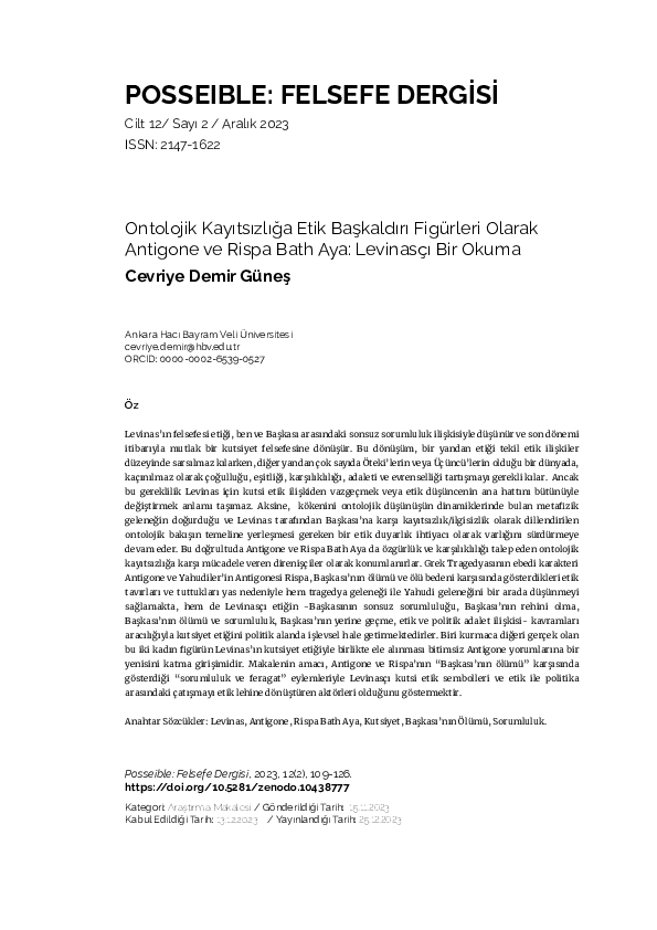 (PDF) POSSEIBLE: FELSEFE DERGİSİ