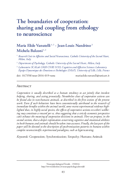 (PDF) The boundaries of cooperation: sharing and coupling from ethology ...