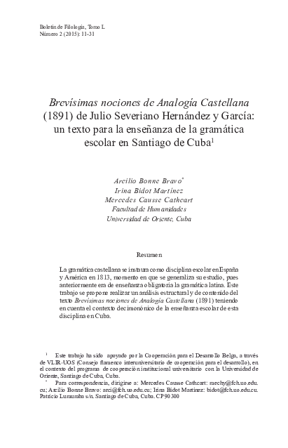 (PDF) Brevísimas nociones de Analogía Castellana (1891) de Julio ...