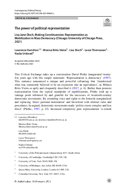 (PDF) The power of political representation