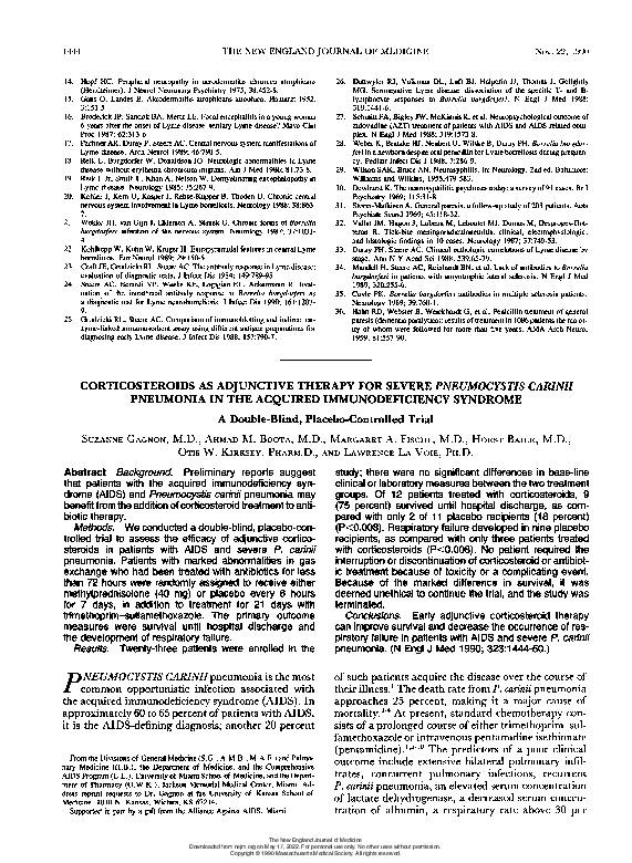 Pdf Corticosteroids As Adjunctive Therapy For Severe Pneumocystis Carinii Pneumonia In The
