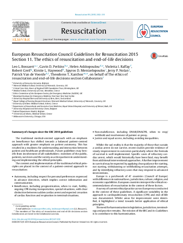 (PDF) European Resuscitation Council Guidelines for Resuscitation 2015
