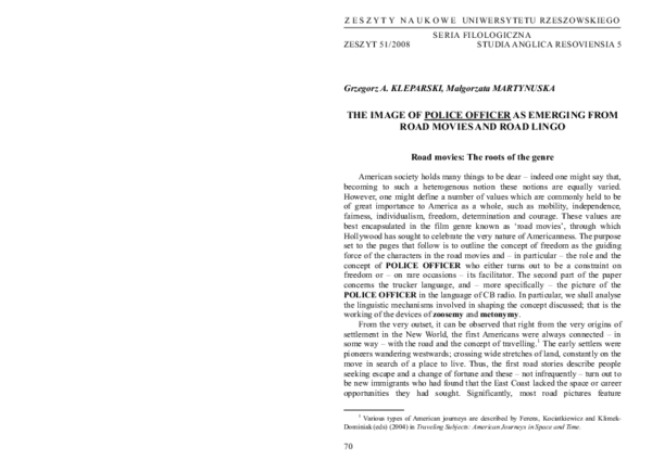 (PDF) The Image of Police Officer as Emerging from Road Movies and Road ...