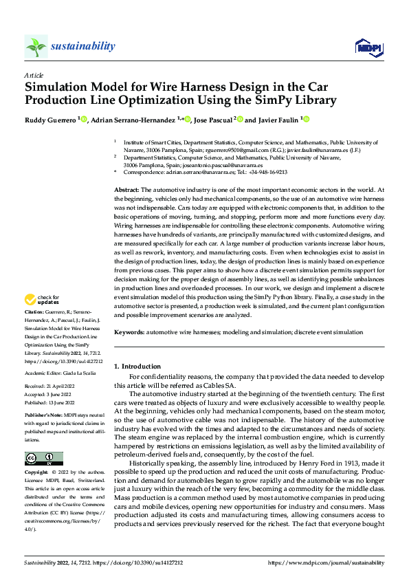 (PDF) Simulation Model for Wire Harness Design in the Car Production ...