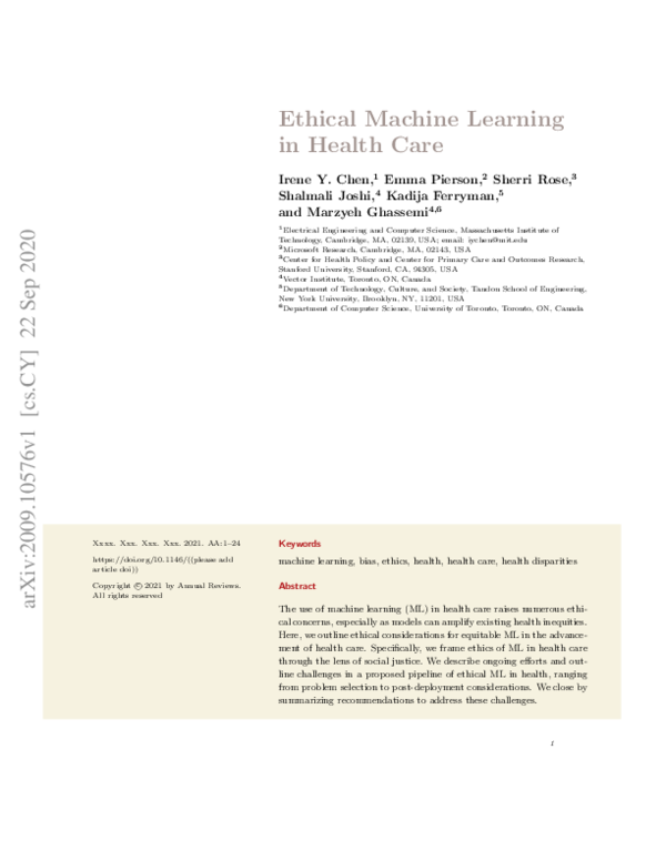(PDF) Ethical Machine Learning in Health
