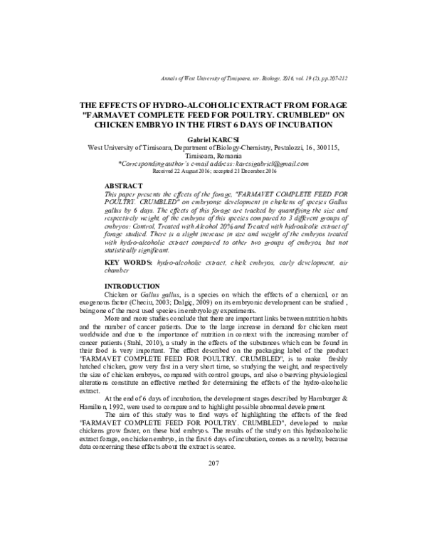 (PDF) The Effects of Hydro-Alcoholic Extract from Forage "Farmavet ...