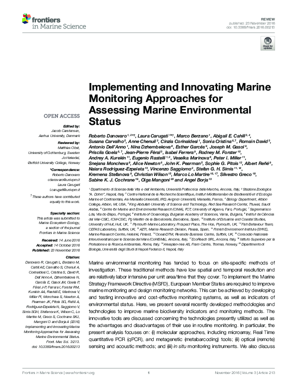 (PDF) Implementing and Innovating Marine Monitoring Approaches for ...