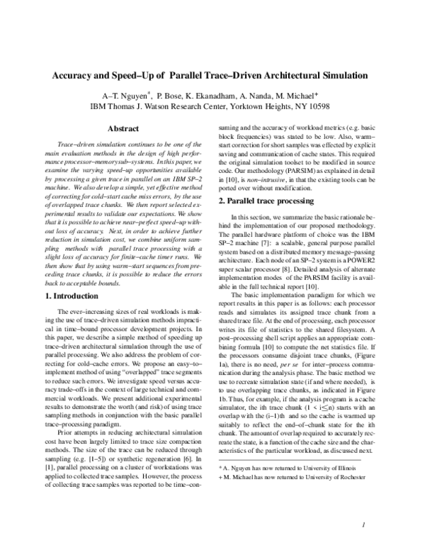 (PDF) Accuracy and speed-up of parallel trace-driven architectural simulation