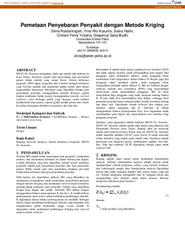 (PDF) Pemetaan Penyebaran Penyakit dengan Metode Kriging