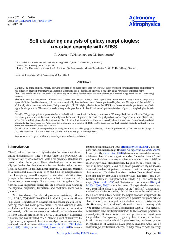 (PDF) Soft clustering analysis of galaxy morphologies: a worked example ...