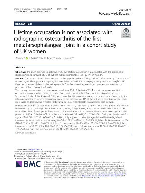 (PDF) Lifetime occupation is not associated with radiographic ...