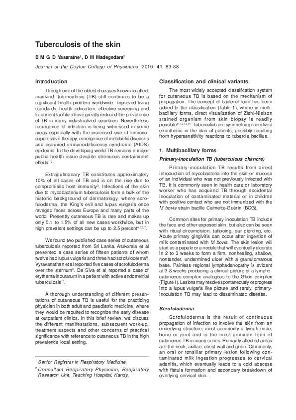 (PDF) Tuberculosis of the skin