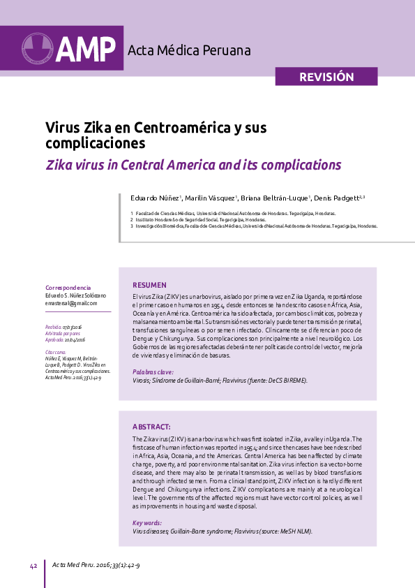 (PDF) Virus Zika en Centroamérica y sus complicaciones | Marilin ...