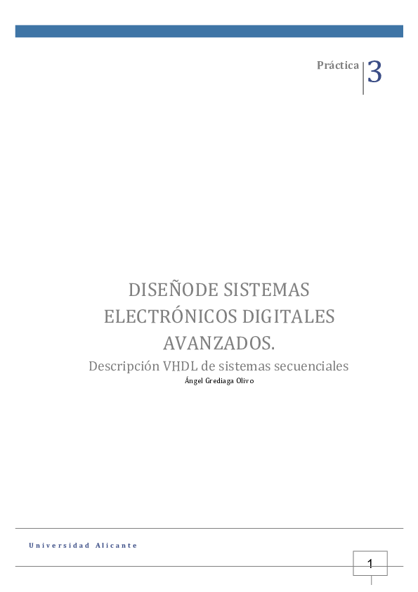 (PDF) Diseño de sistemas electrónicos digitales avanzados. Práctica 3: Secuenciales en VHDL