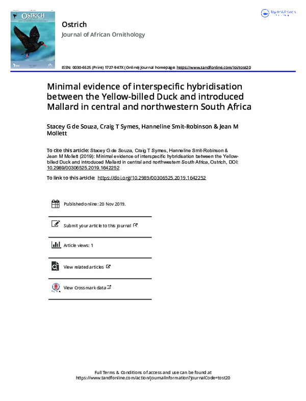 (PDF) Minimal evidence of interspecific hybridisation between the ...