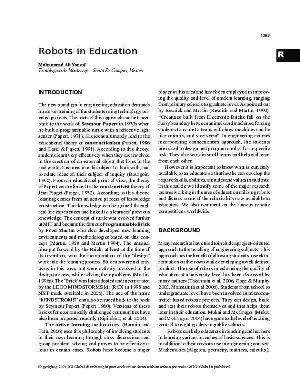(PDF) Robots in Education