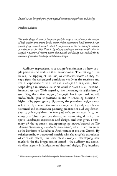 (PDF) Sound as an integral part of the spatial landscape experience and ...