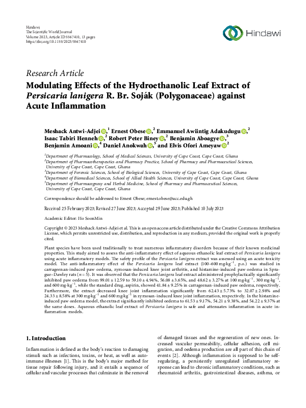 (PDF) Modulating Effects of the Hydroethanolic Leaf Extract of ...
