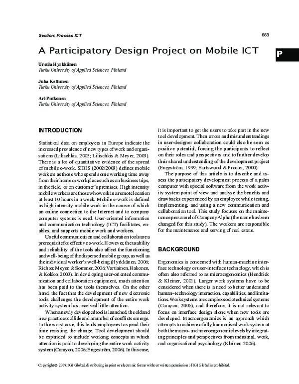 (PDF) A Participatory Design Project on Mobile ICT