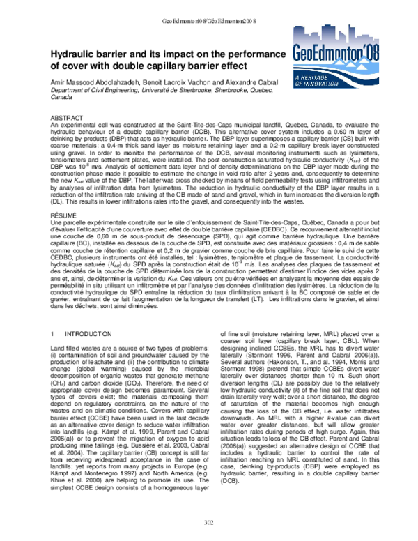 (PDF) Hydraulic barrier and its impact on the performance of cover with ...