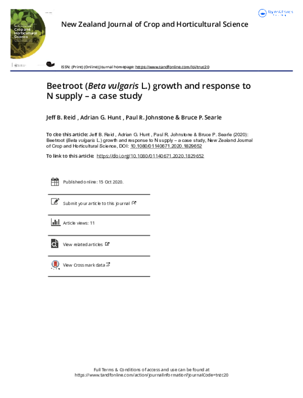(PDF) Beetroot (Beta vulgaris L.) growth and response to N supply – a case study