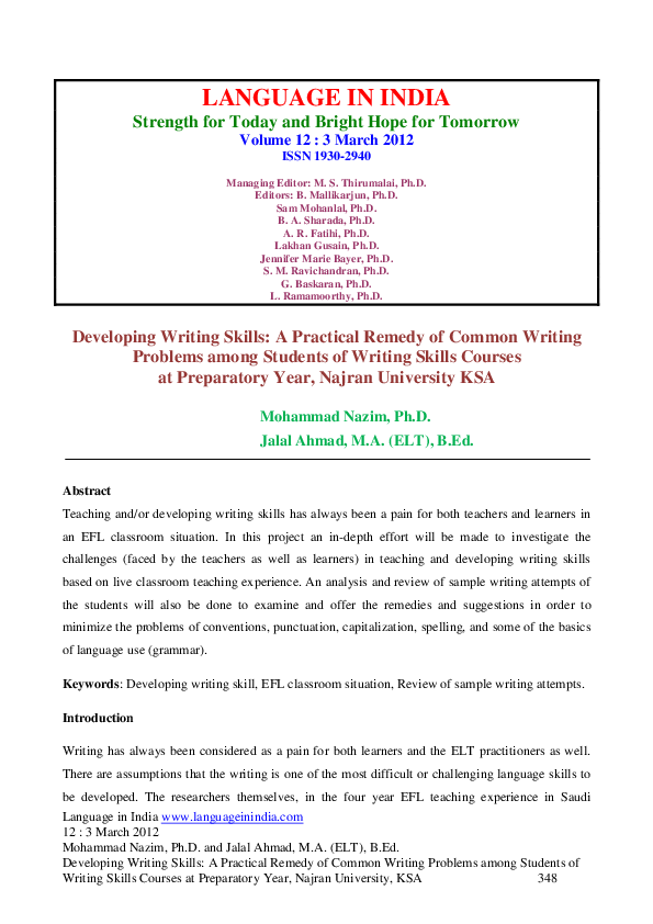 (PDF) Developing Writing Skills: A Practical Remedy of Common Writing ...