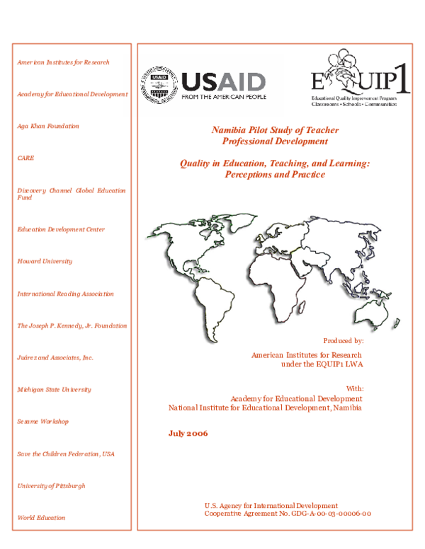 (PDF) Namibia Pilot Study of Teacher Professional Development Quality ...