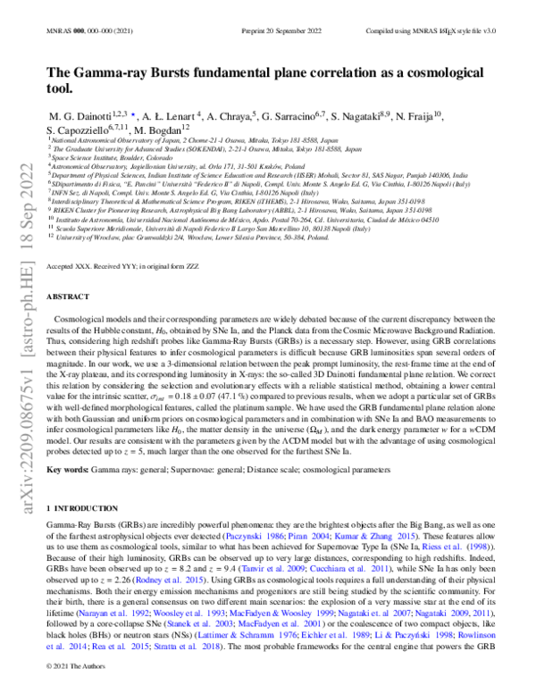 (PDF) The gamma-ray bursts fundamental plane correlation as a ...