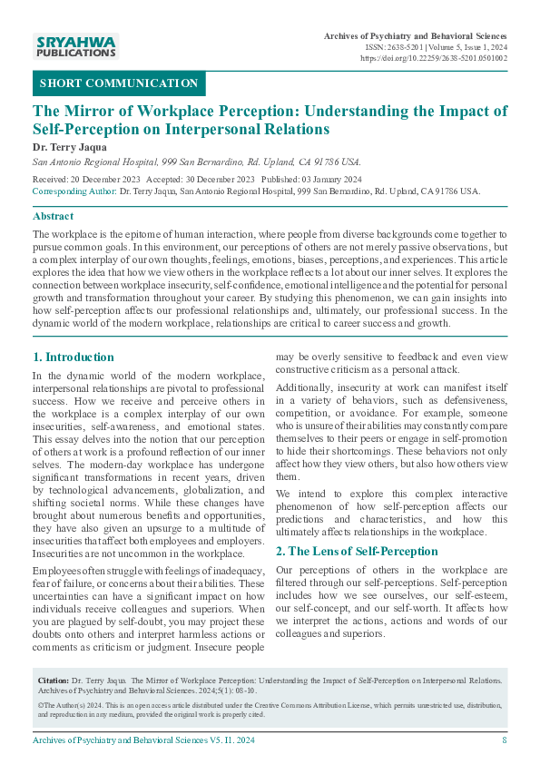 (PDF) The Mirror of Workplace Perception: Understanding the Impact of ...