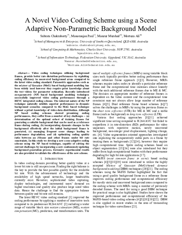 Pdf A Novel Video Coding Scheme Using A Scene Adaptive Non Parametric