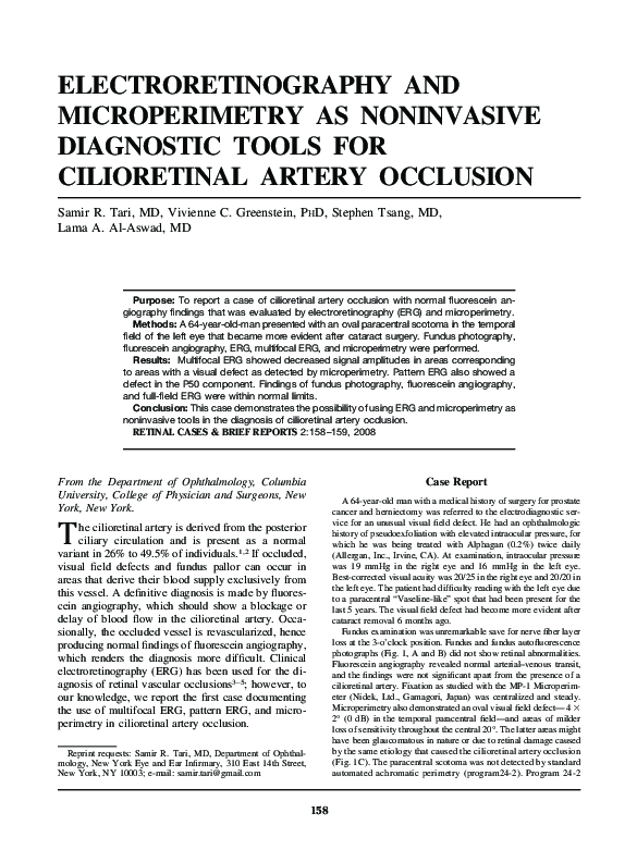 (PDF) Electroretinography and Microperimetry as Noninvasive Diagnostic ...