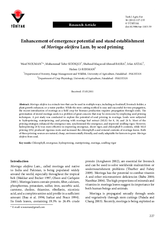 (PDF) Enhancement of emergence potential and stand establishment of ...