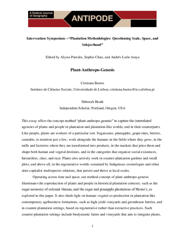 (PDF) Plant-Anthropo-Genesis