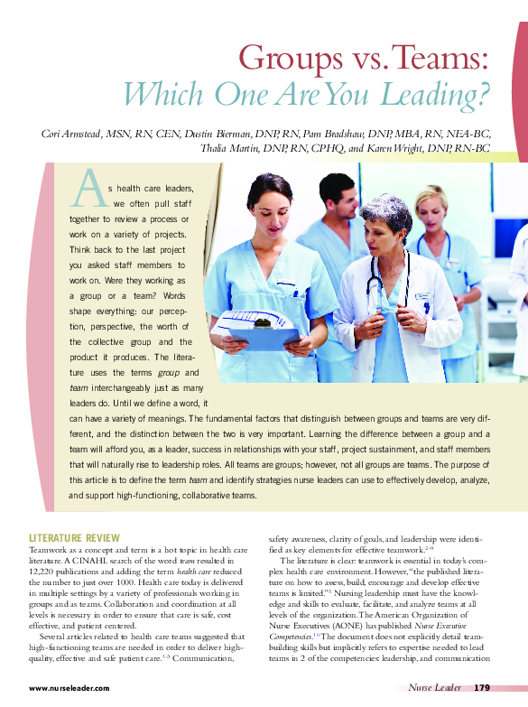 (PDF) Groups vs. Teams: Which One Are You Leading?