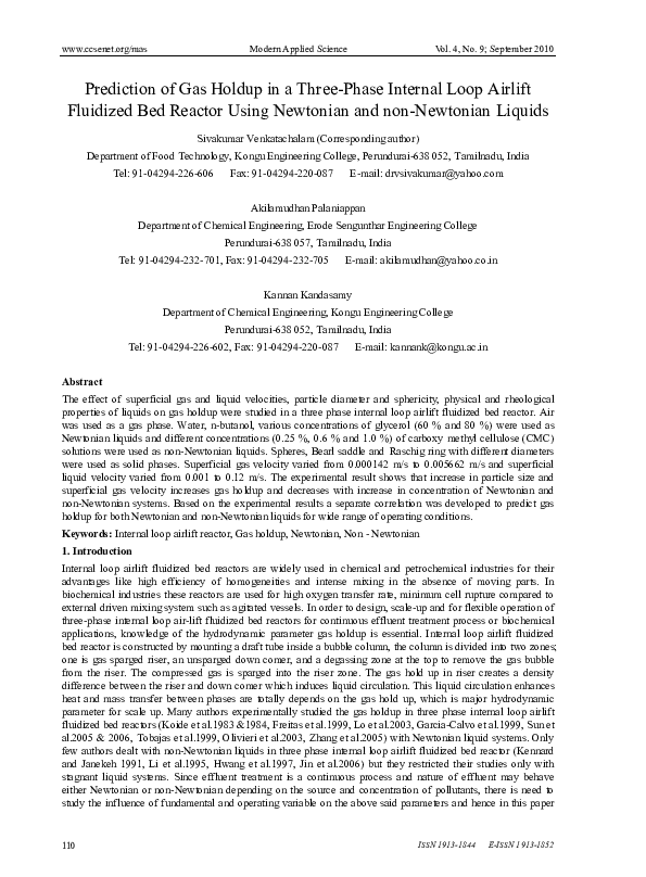 (PDF) Prediction of Gas Holdup in a Three-Phase Internal Loop Airlift Fluidized Bed Reactor ...