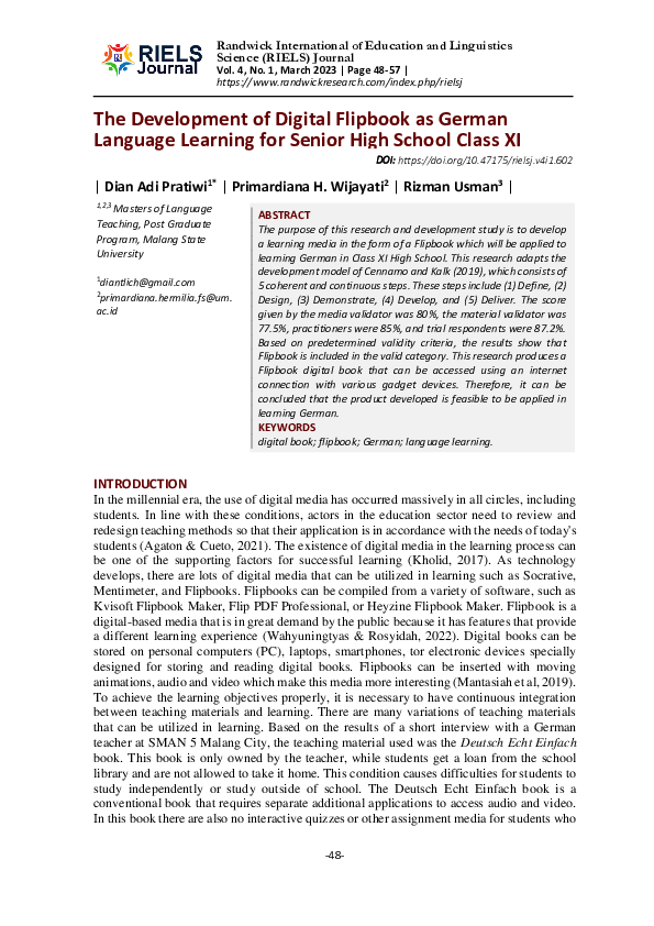 (PDF) The Development of Digital Flipbook as German Language Learning ...
