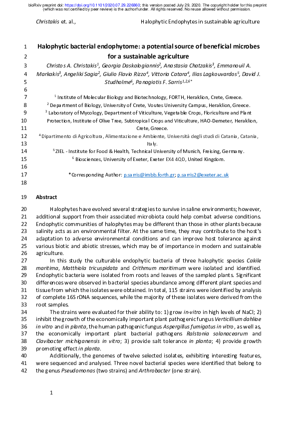 (PDF) Halophytic bacterial endophytome: a potential source of ...