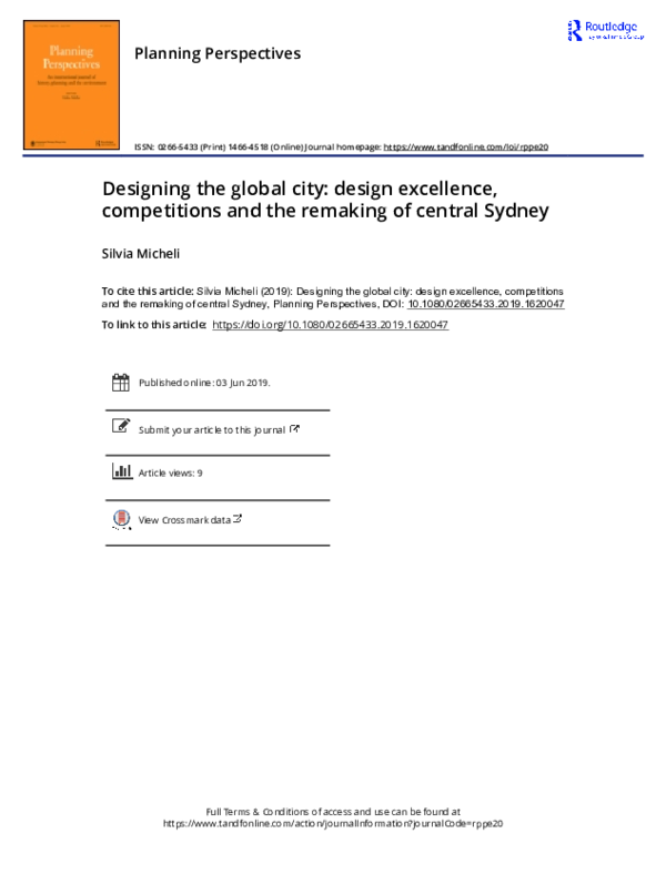 (PDF) Designing the Global City: Design Excellence, Competitions and ...