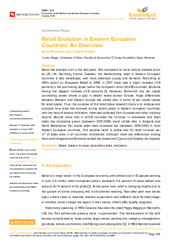 (PDF) Retail Evolution in Eastern European Countries: An Overview