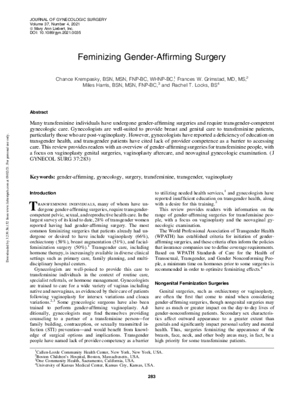 (PDF) Feminizing Gender-Affirming Surgery