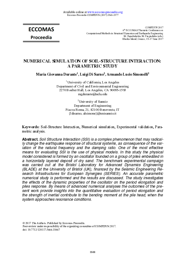 (PDF) Numerical Simulation of Soil-Structure Interaction: A Parametric Study