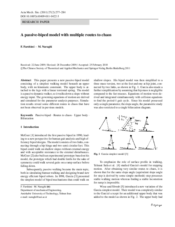 (PDF) A passive-biped model with multiple routes to chaos
