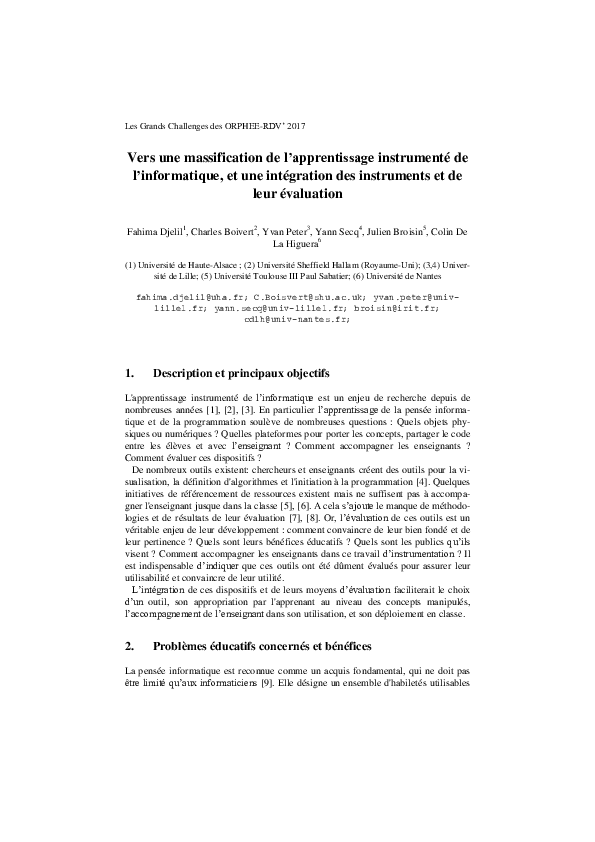 (PDF) Vers une massification de l’apprentissage instrumenté de l ...