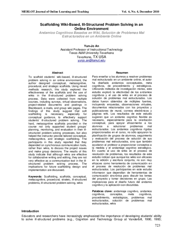 (PDF) Scaffolding Wiki-Based, Ill-Structured Problem Solving in an Online Environment Andamios ...