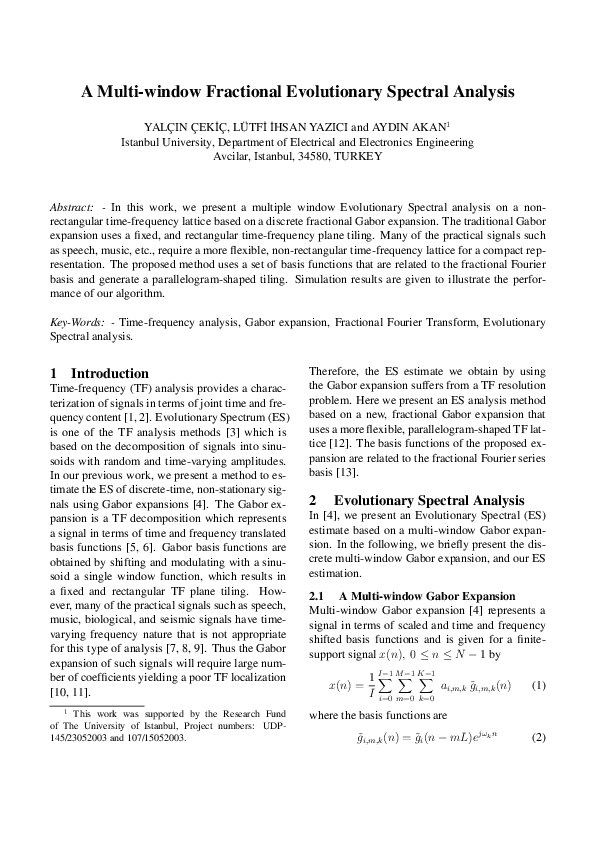 (PDF) A multi-window fractional evolutionary spectral analysis | Aydin ...